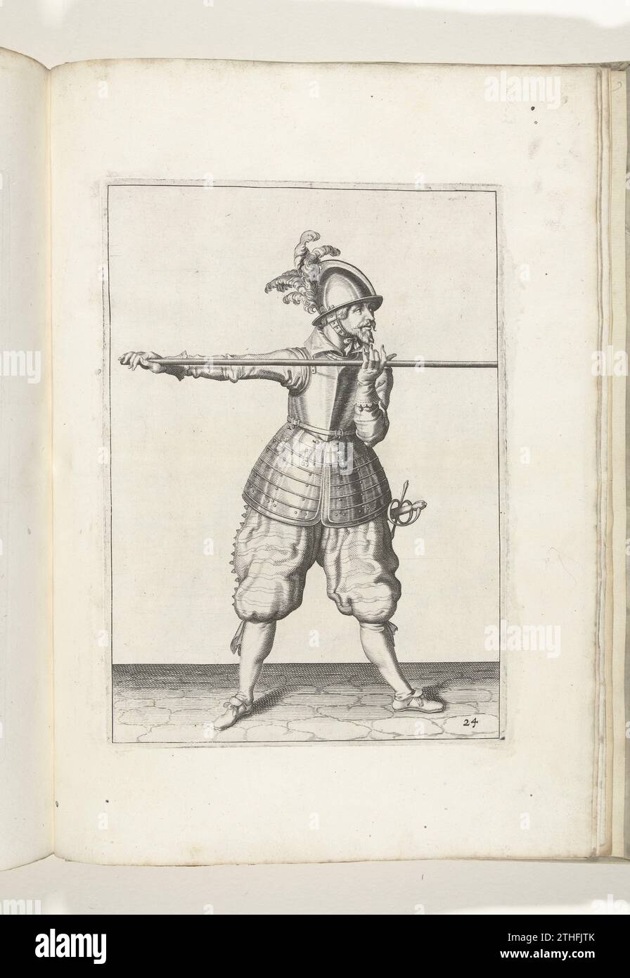 Soldier who carries his skewers with both hands horizontally at ...