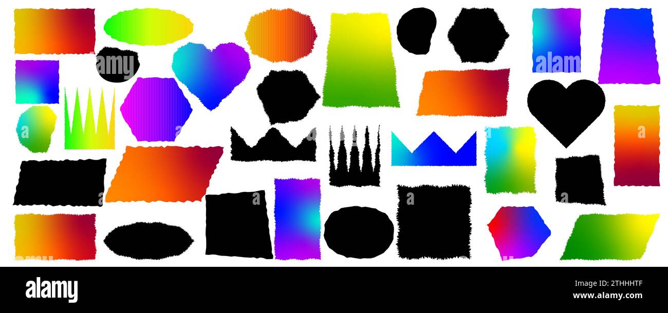 Jagged rectangles collection. Set of black grunge element, shapes with ... Jagged rectangles collection. Set of black grunge element, shapes with ...