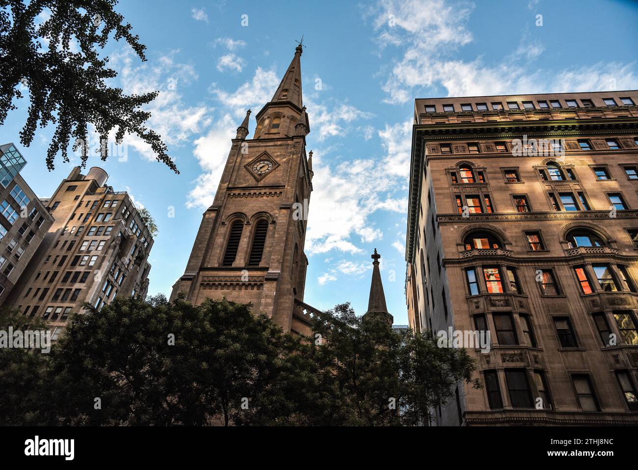 The Tower of Marble Collegiate Church among the Buildings of Manhattan ...
