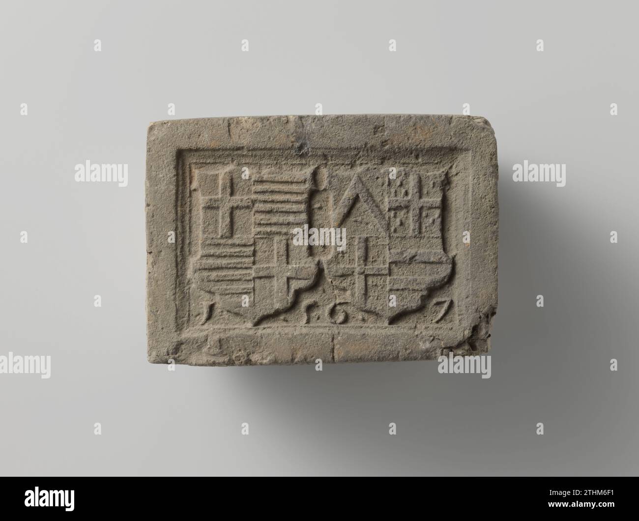 Hearing stone with two coats of arms and the year 1567, Anonymous, 1567 ...