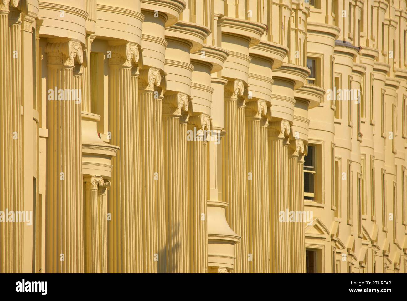 Sunlight on the stucco facades of Brunswick Square, Hove East Sussex England Facades of the ...