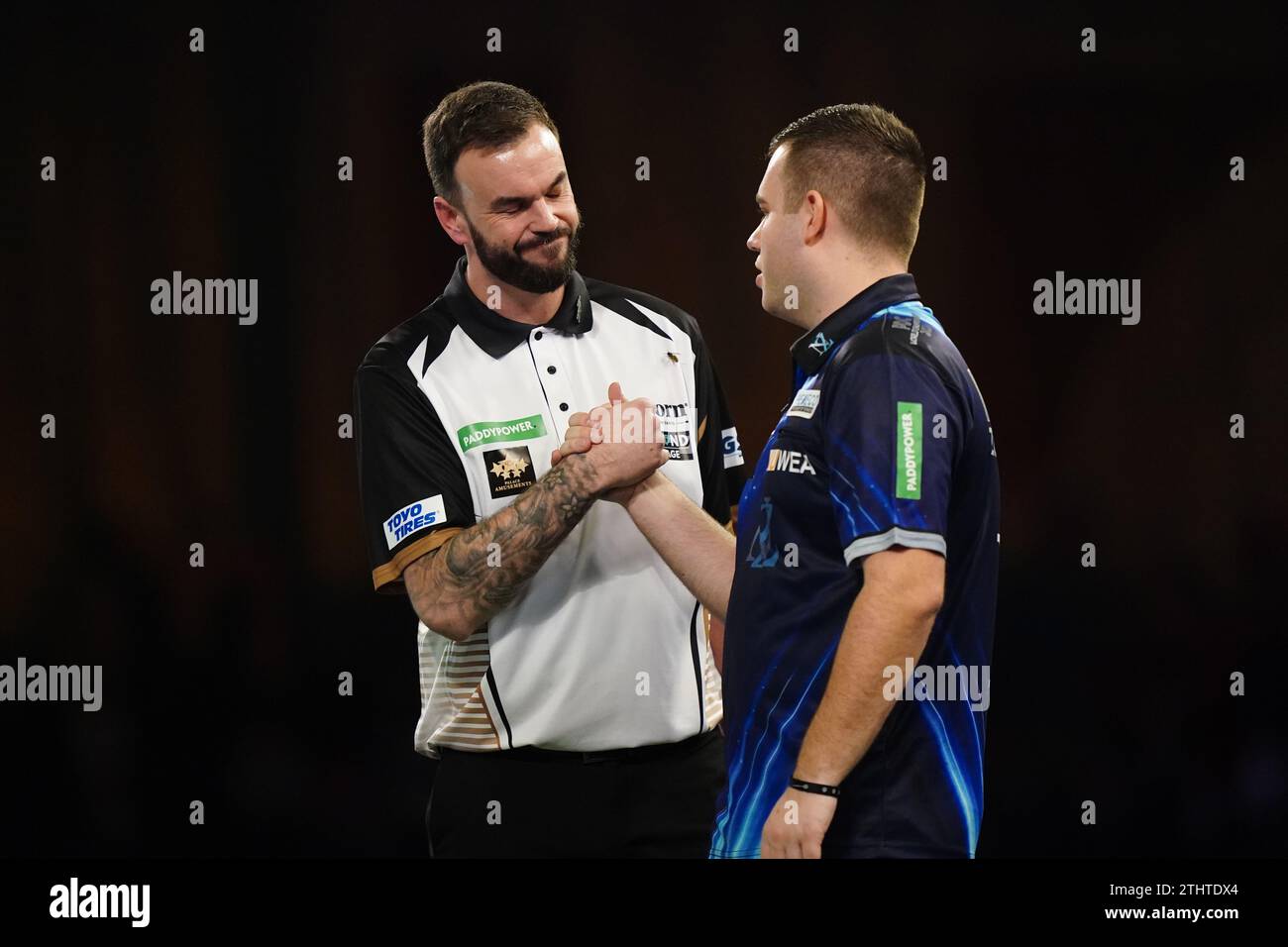 Ross Smith reacts after beating Niels Zonneveld (right) on day six of ...