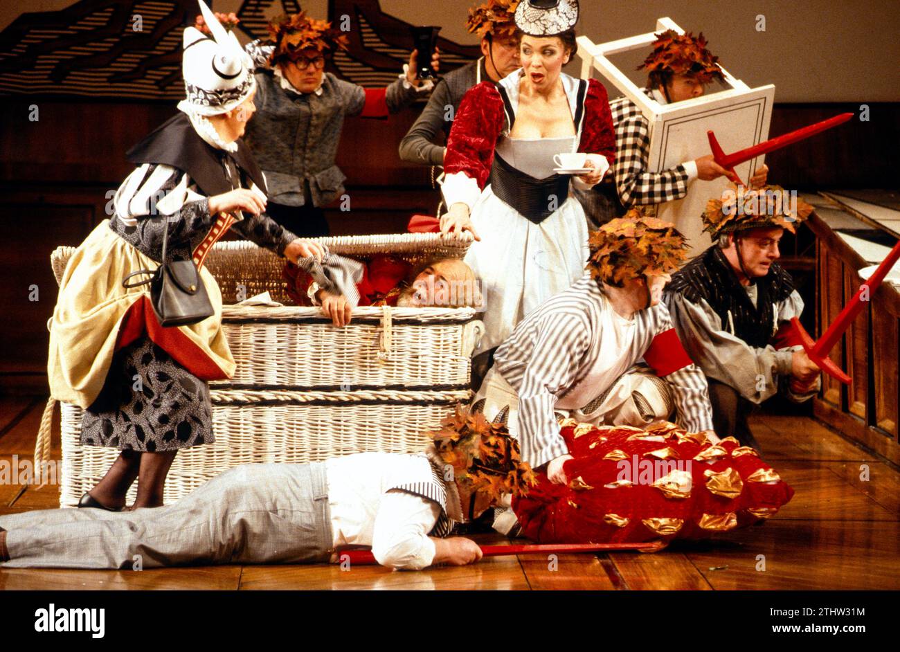 centre, l-r: Anne Collins (Mistress Quickly), Benjamin Luxon (Sir John ...
