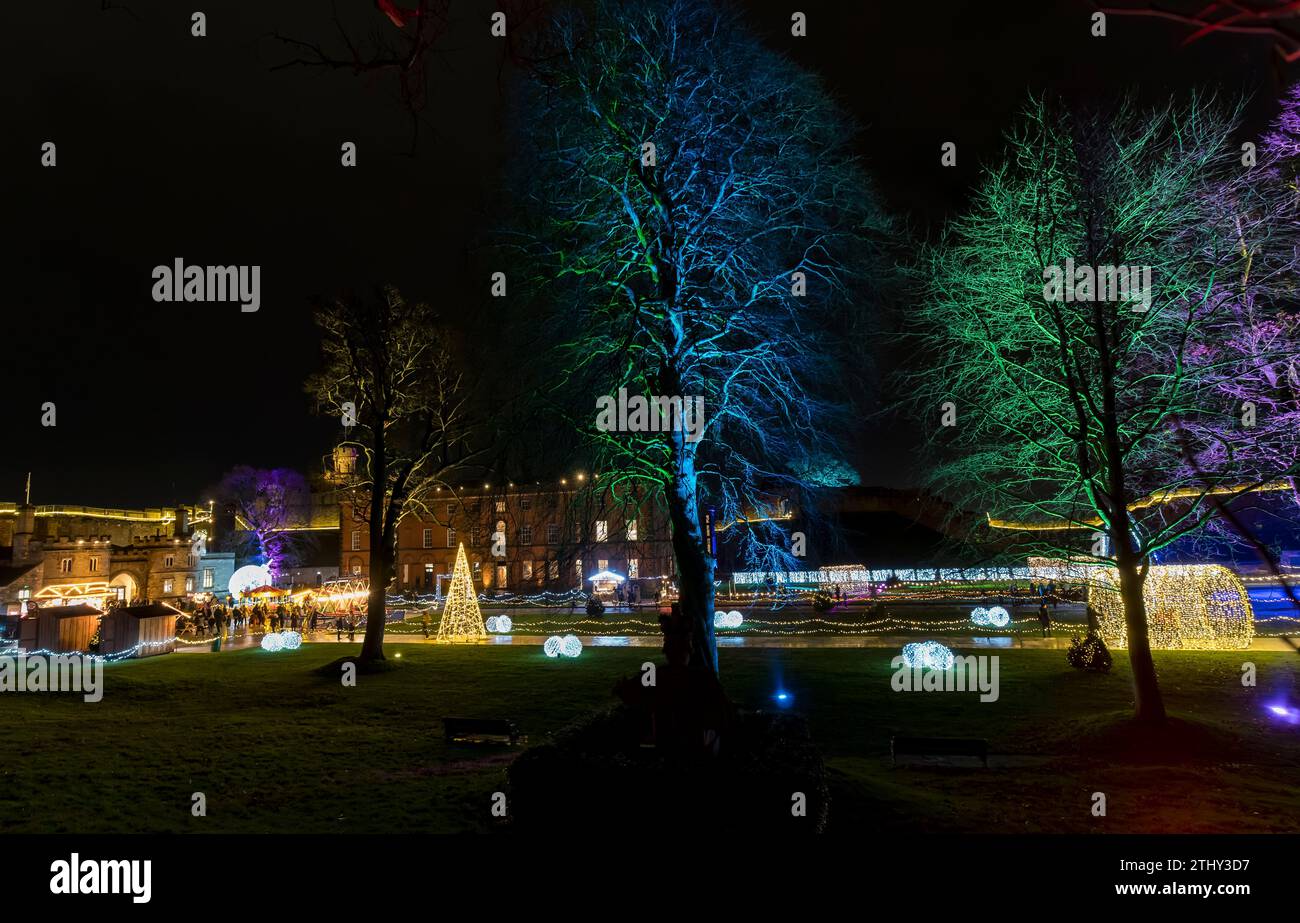 Christmas illuminations in lincoln castle grounds hi-res stock ...