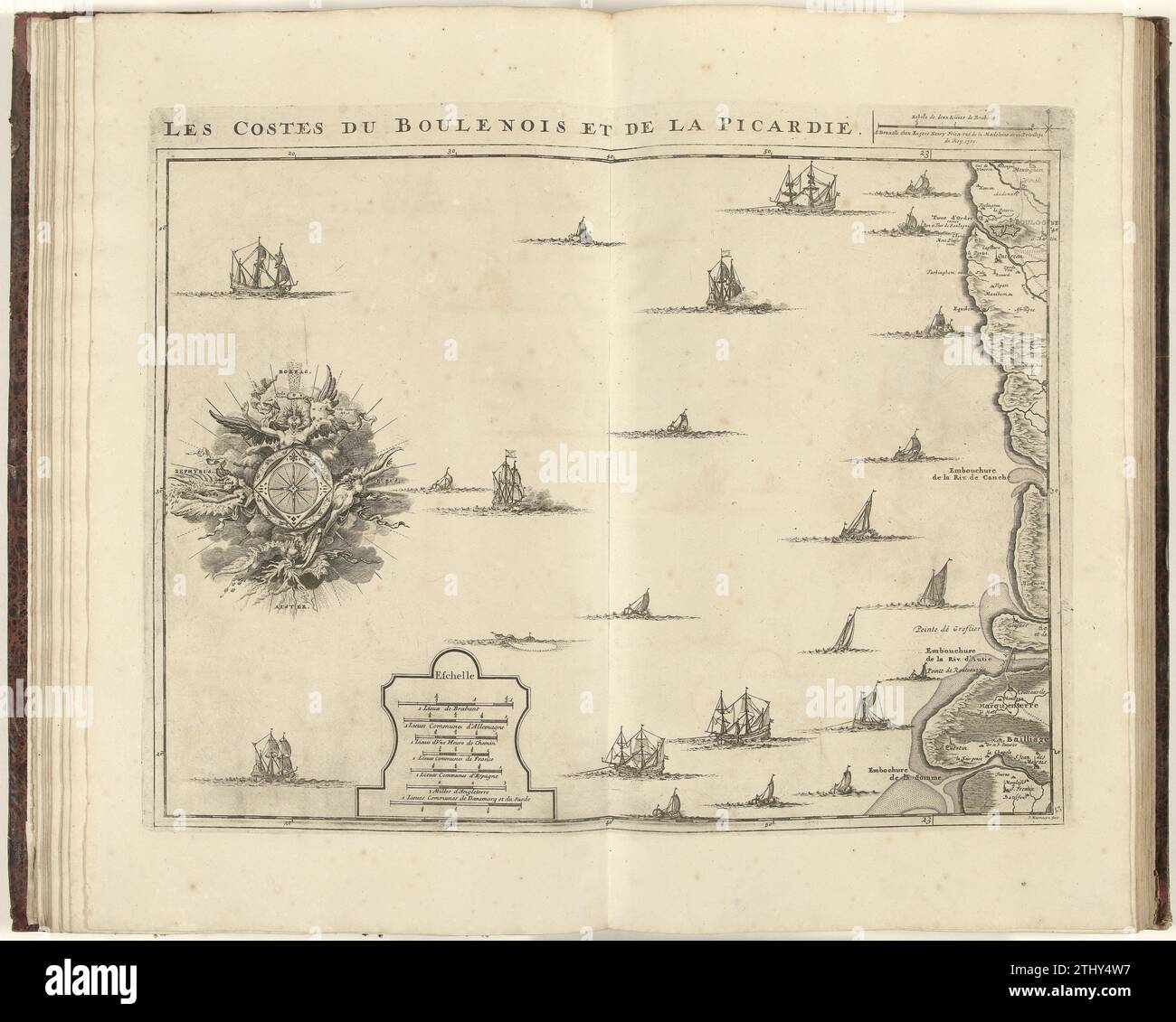 Map of the French coast at Boulogne and Picardy, 1709, 1709 Map of the ...