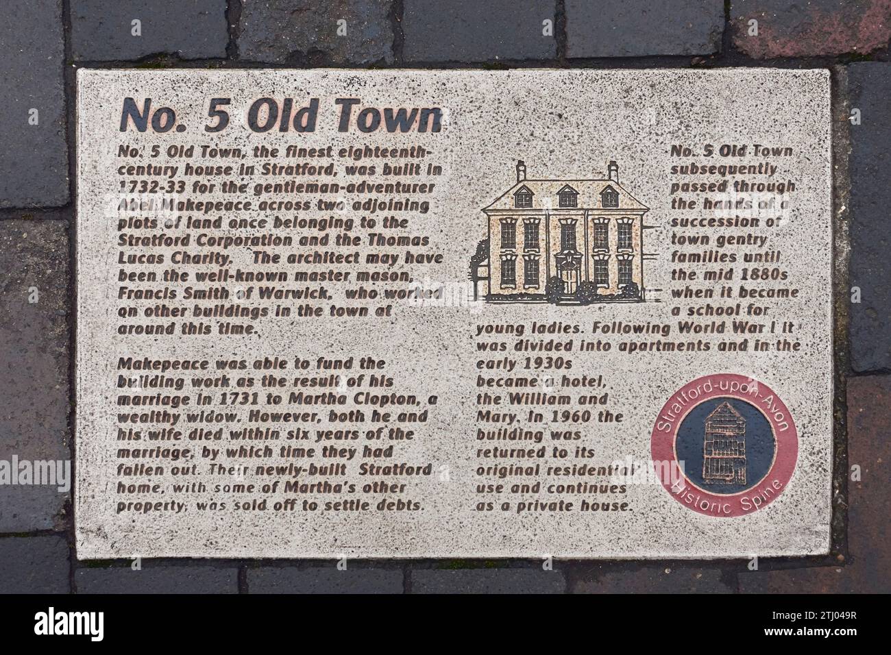 Street pavement description plaque of No. 5 Old Town being a historic ...