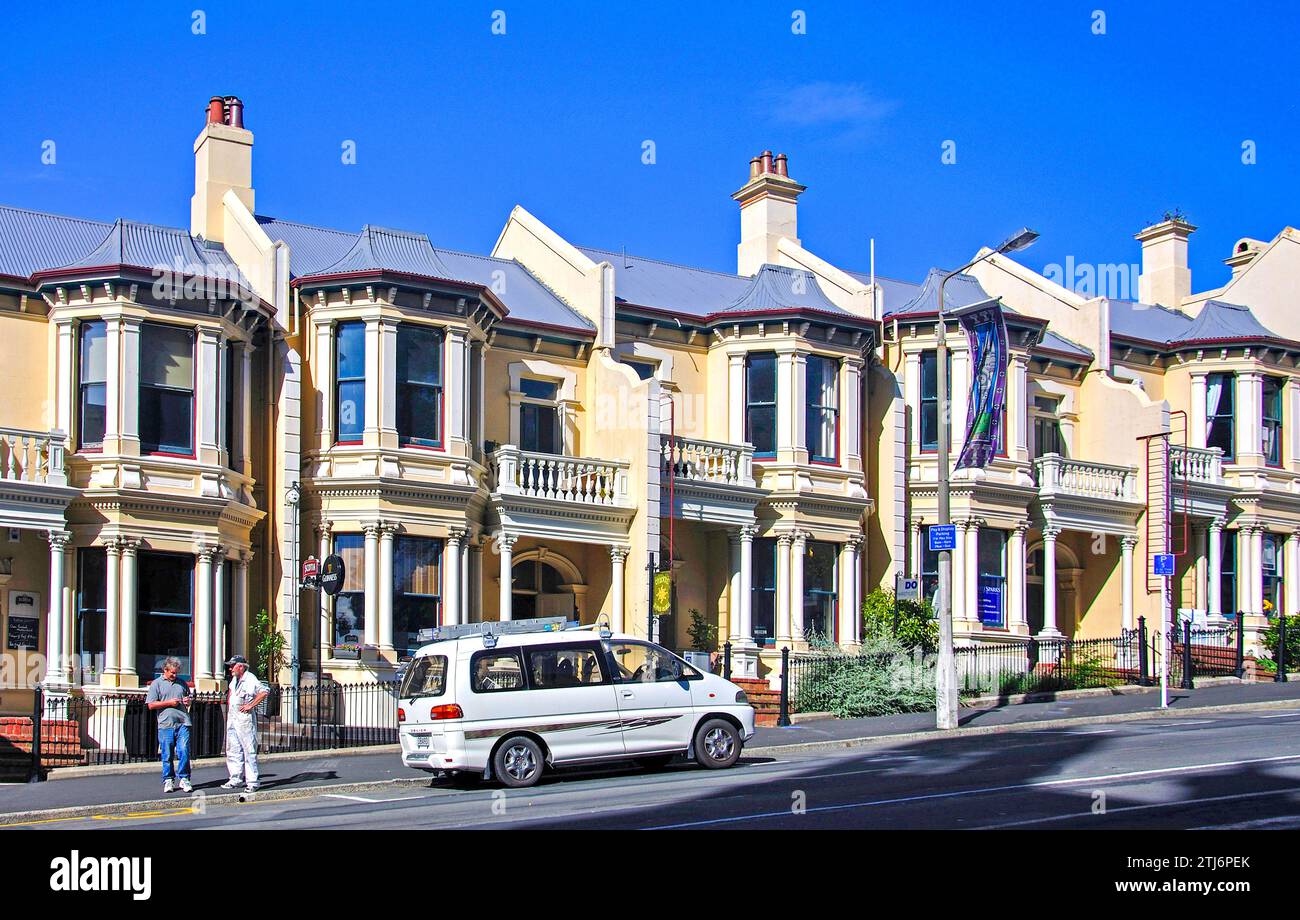 Victorian terraced houses, Stuart Street, Dunedin, Otago Region, South ...