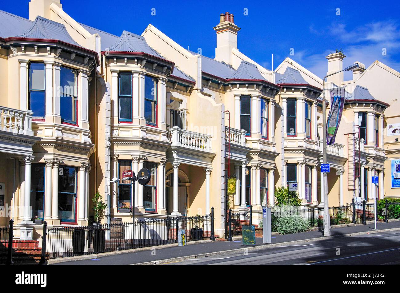 Victorian terraced houses, Stuart Street, Dunedin, Otago Region, South ...