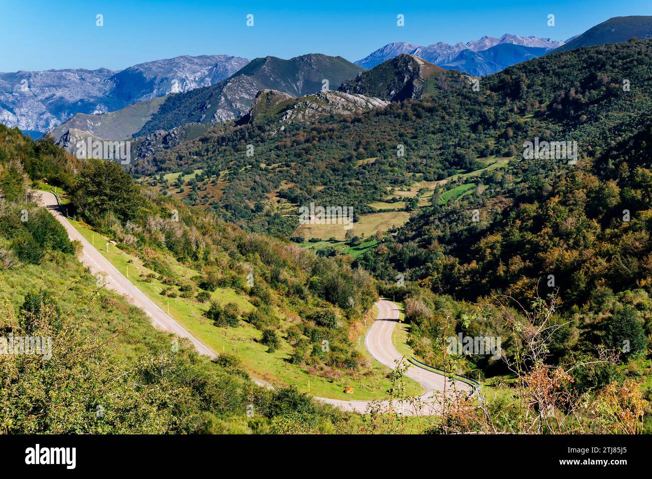 Landscape of Teverga from San Lorenzo mountain pass. Teverga ...