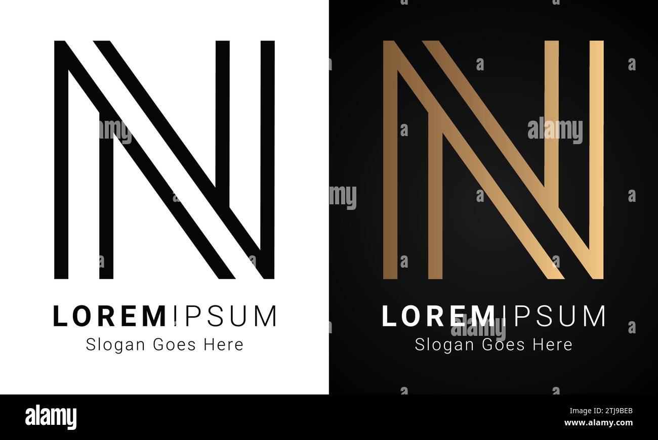 Luxury Initial NN Monogram Text Letter Logo Design Stock Vector Image ...