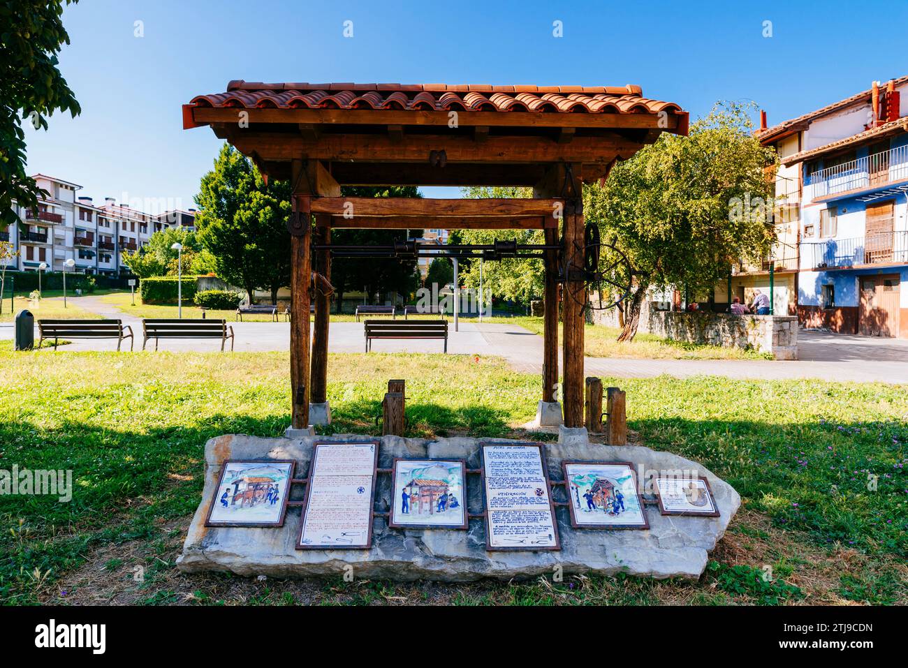 Roofed wooden structure that was used to shoe horses. Orduña, Vizcaya ...