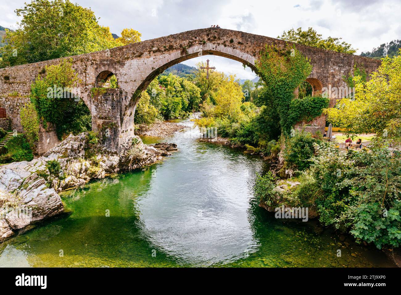 13th century bridge over Rio Sella. Cangas de Onís, Principality of ...