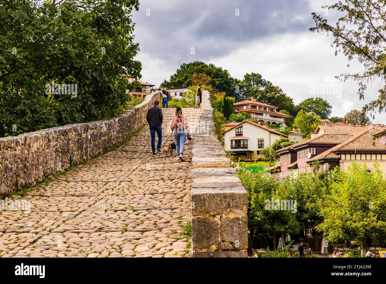 13th century bridge over Rio Sella. Cangas de Onís, Principality of ...