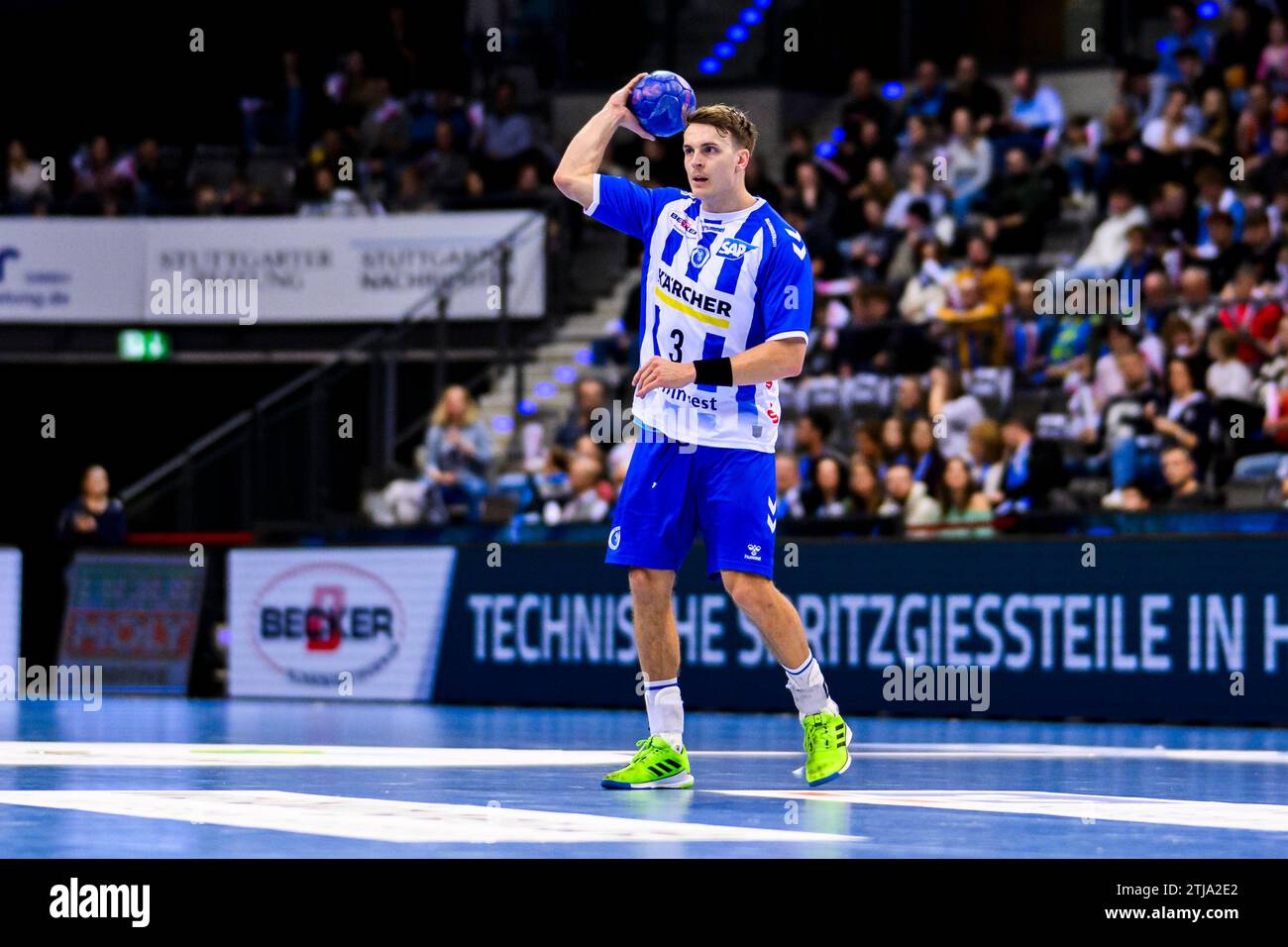 Stuttgart, Germany. 15th Dec, 2023. Handball: 1st Bundesliga, men, 2023/2024 season, TVB ...