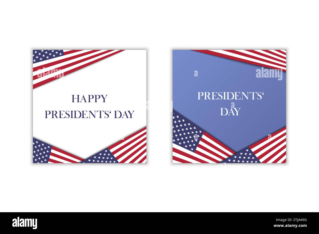 Happy Presidents Day square posters set. American flag backgrounds for ...