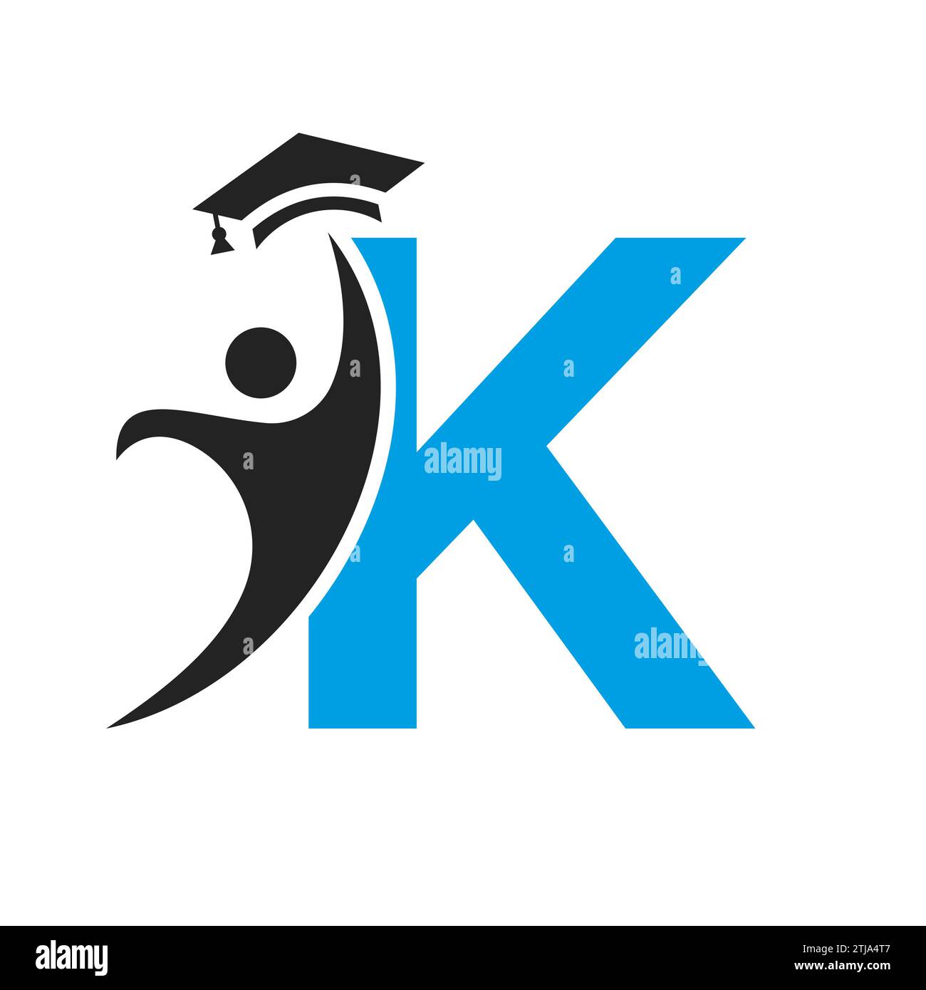 Education Logo On Letter K With Graduation Hat Icon. Graduation Symbol ...