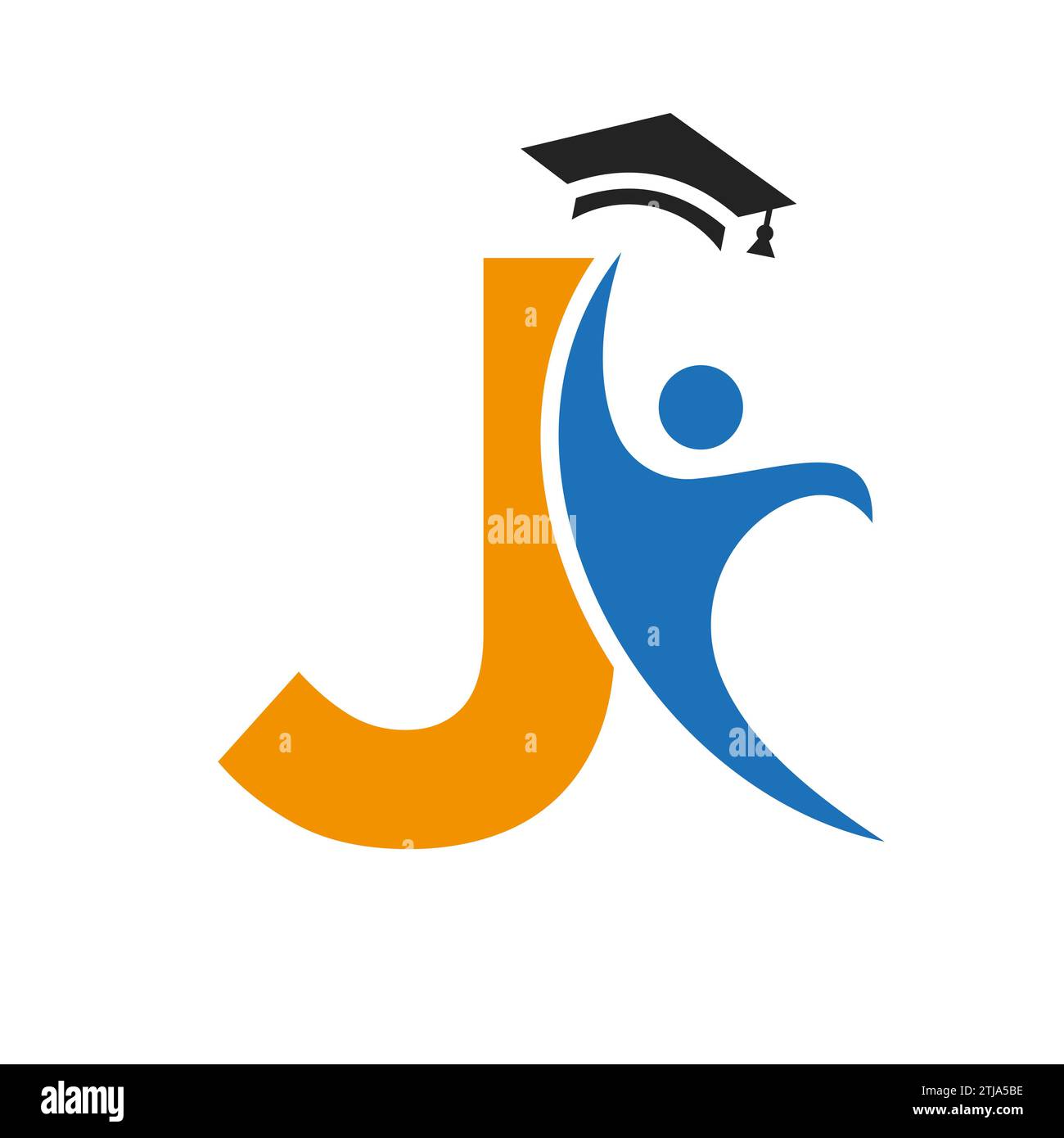 Education Logo On Letter J With Graduation Hat Icon. Graduation Symbol ...