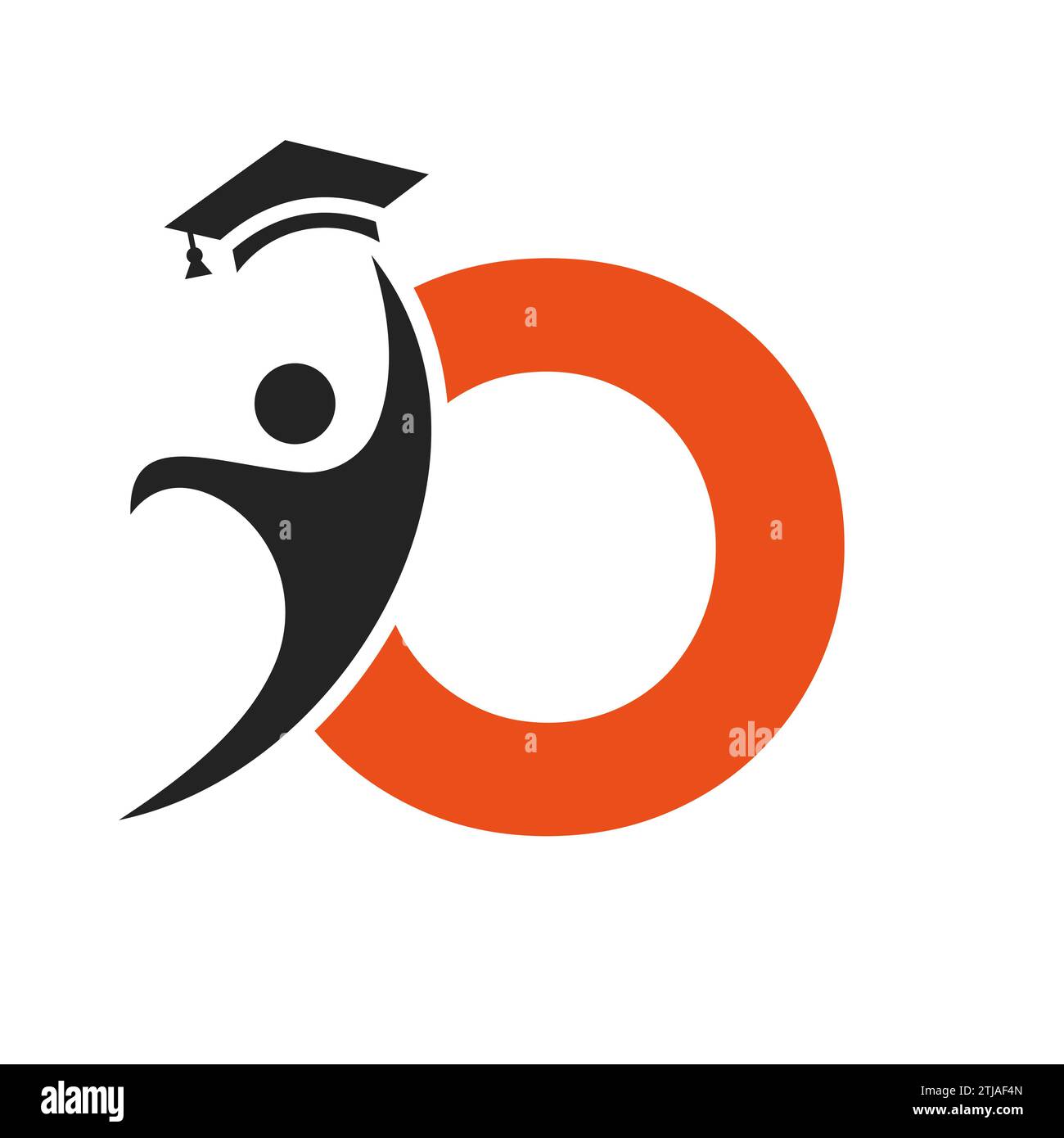 Education Logo On Letter O With Graduation Hat Icon. Graduation Symbol ...