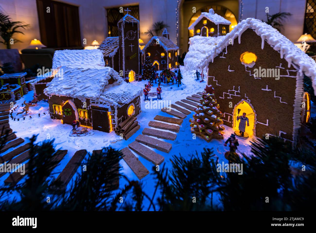 Gingerbread landscape with an entire village and its skating ...