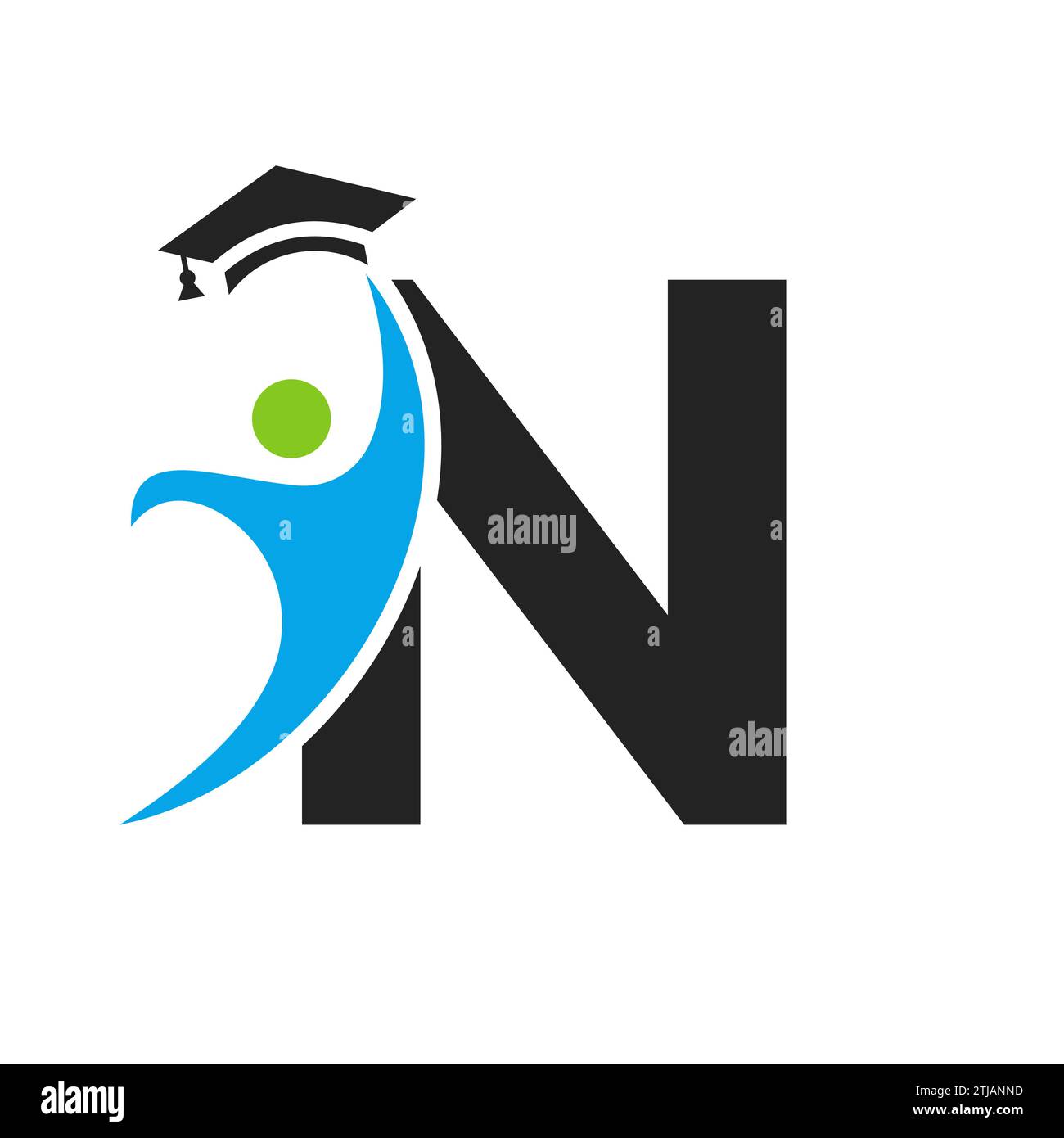 Education Logo On Letter N With Graduation Hat Icon. Graduation Symbol ...