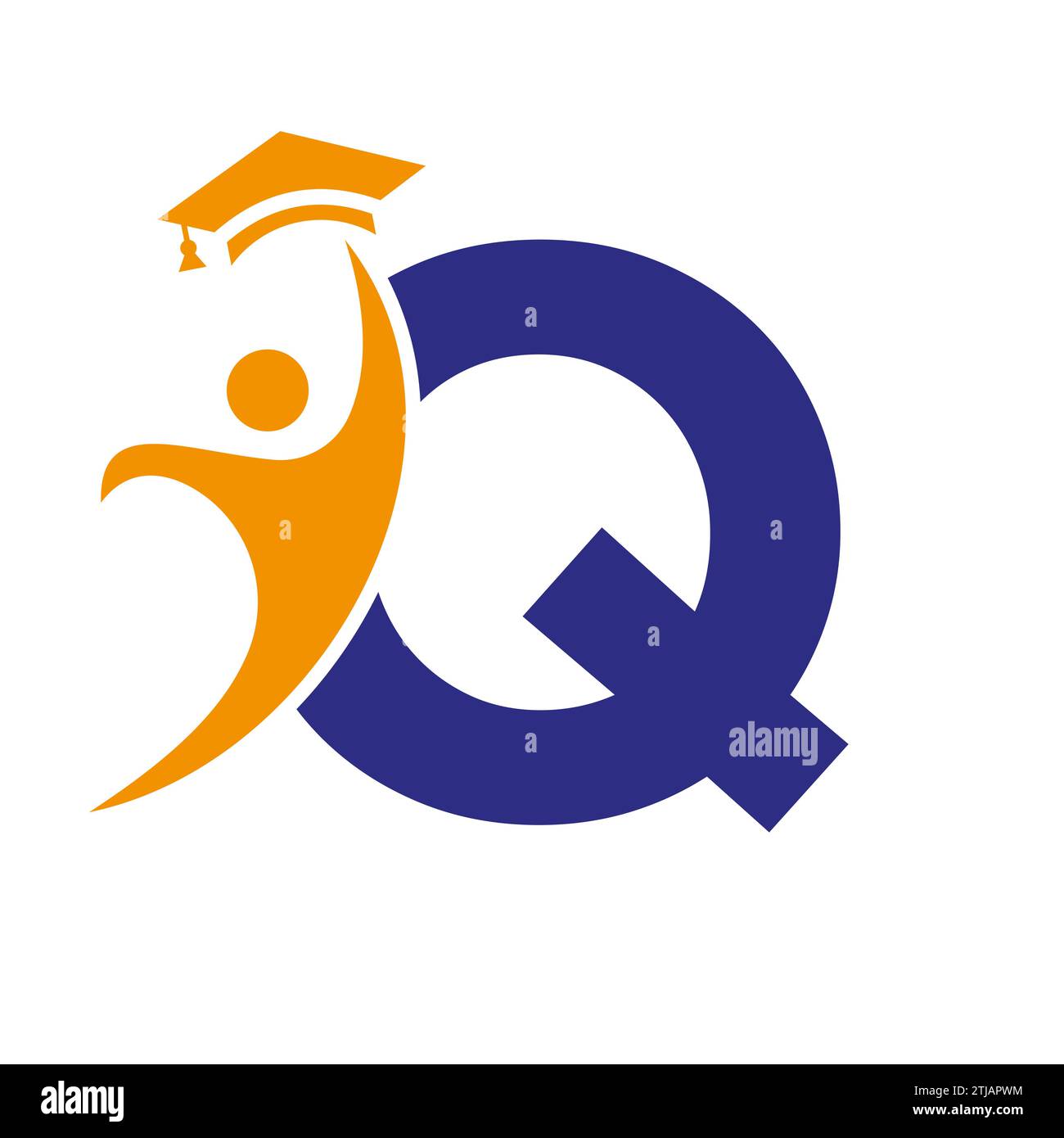 Education Logo On Letter Q With Graduation Hat Icon. Graduation Symbol ...