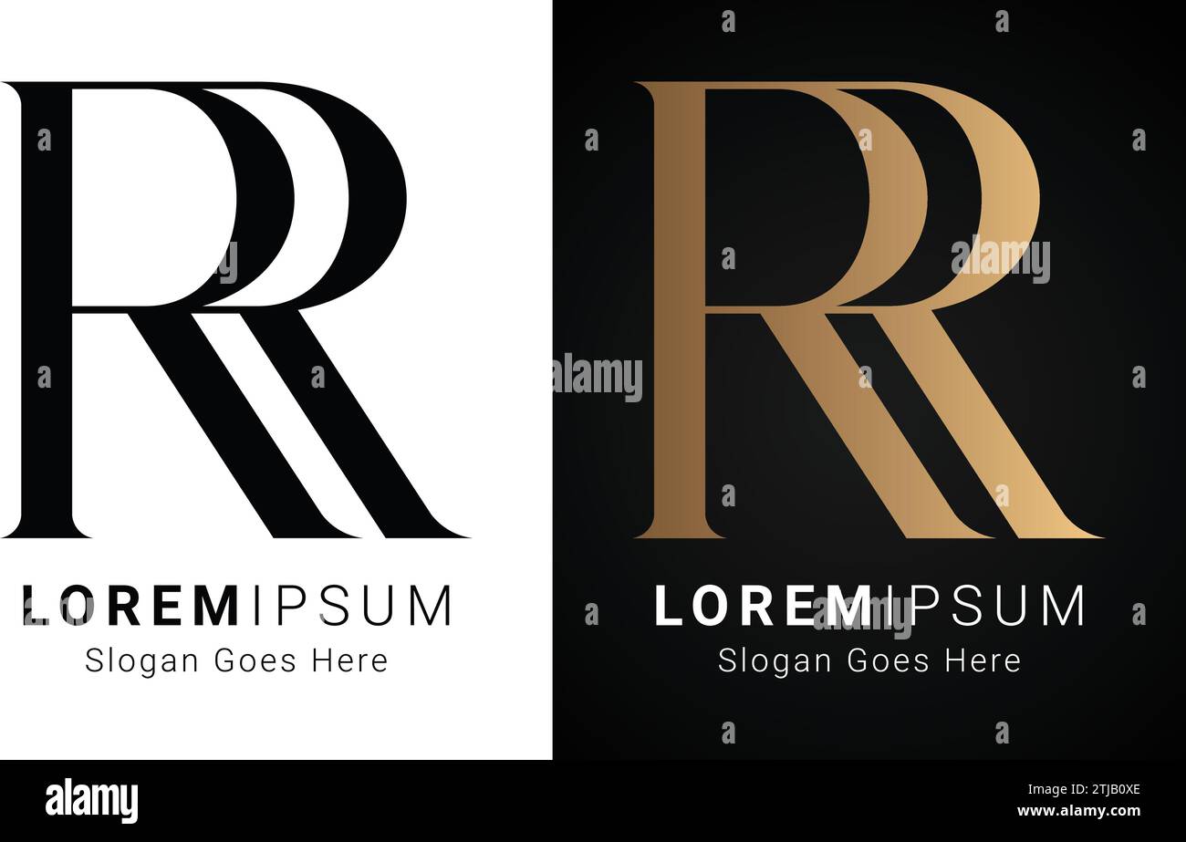 Luxury Initial RR Monogram Text Letter Logo Design Stock Vector Image ...