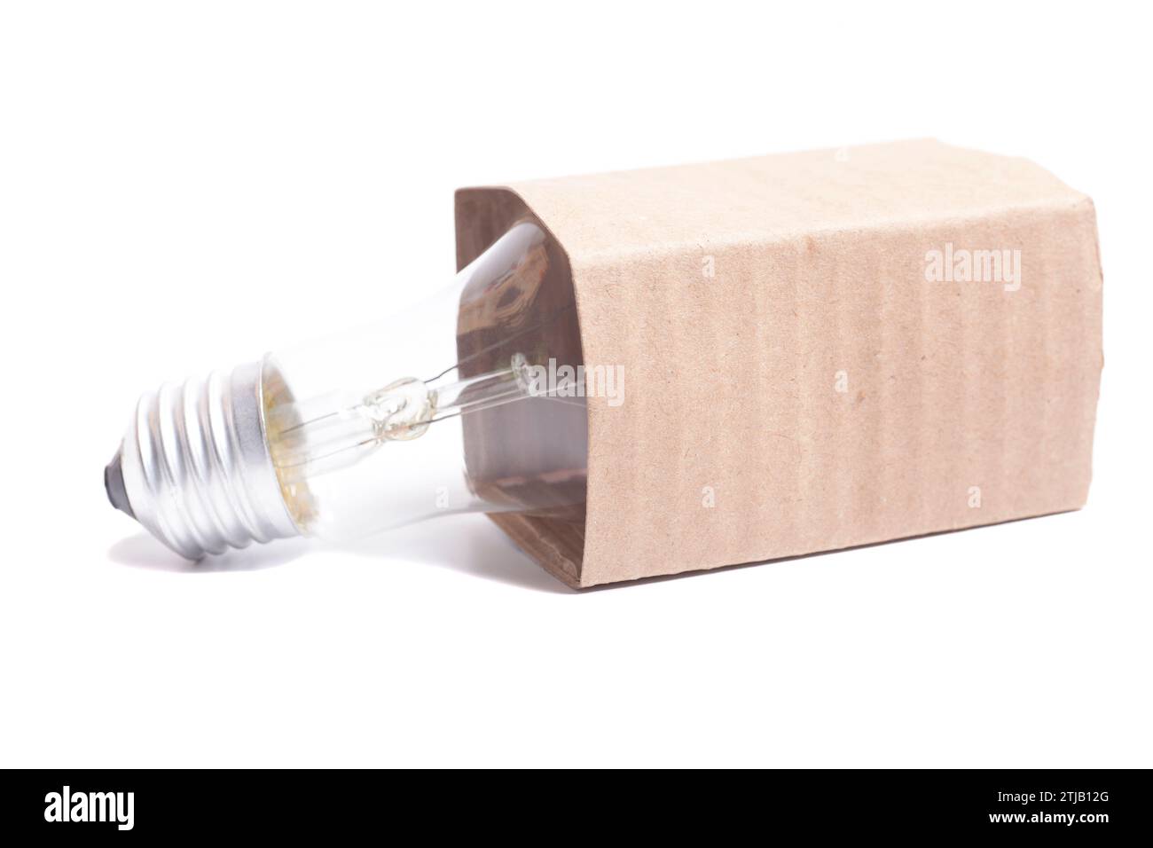 light bulb in cardboard box isolated on white background Stock Photo ...