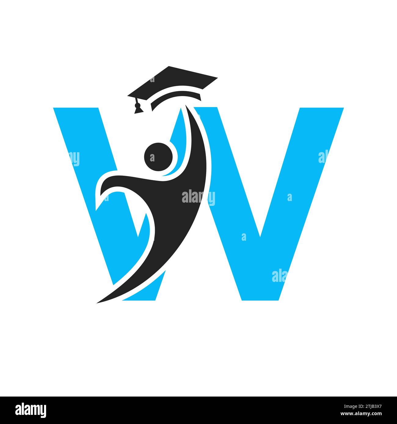 Education Logo On Letter W With Graduation Hat Icon. Graduation Symbol ...