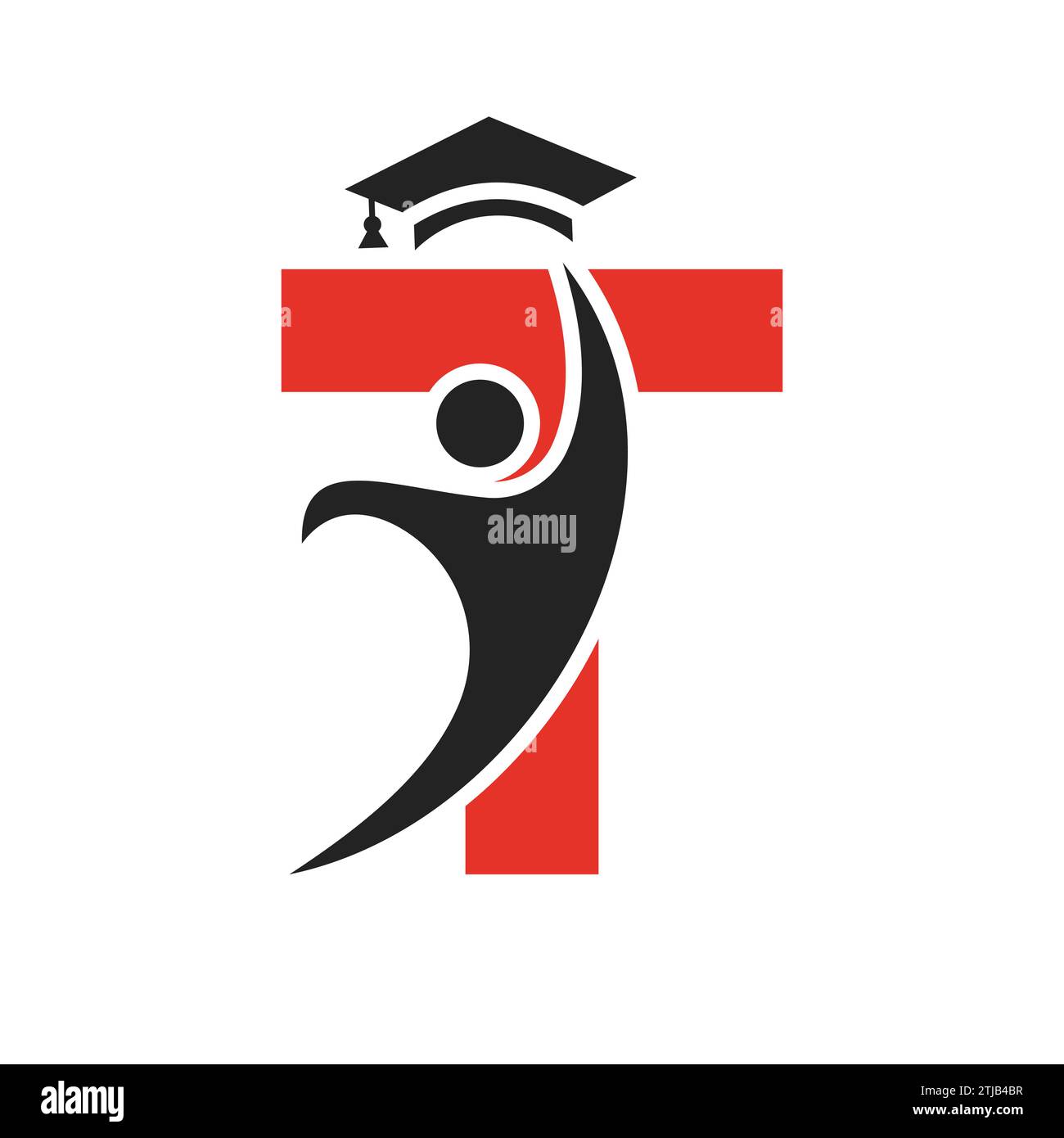 Education Logo On Letter T With Graduation Hat Icon. Graduation Symbol ...