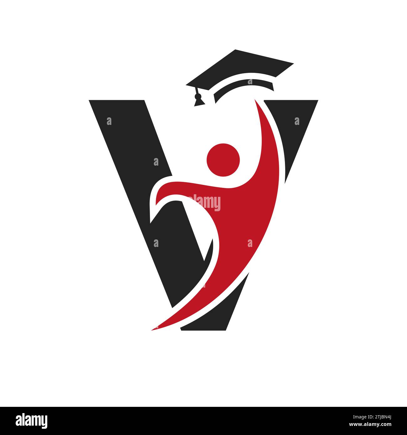 Education Logo On Letter V With Graduation Hat Icon. Graduation Symbol ...