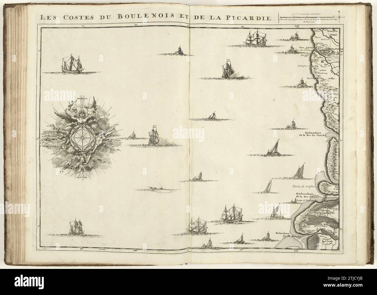 Map of the French coast at Boulogne and Picardy, 1709, 1709 Map of the ...