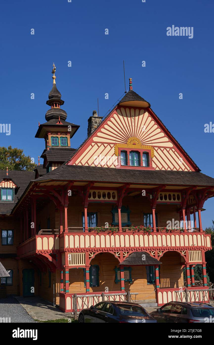 Pustevny, Czech Republic - September 29, 2023 - typical wooden ...