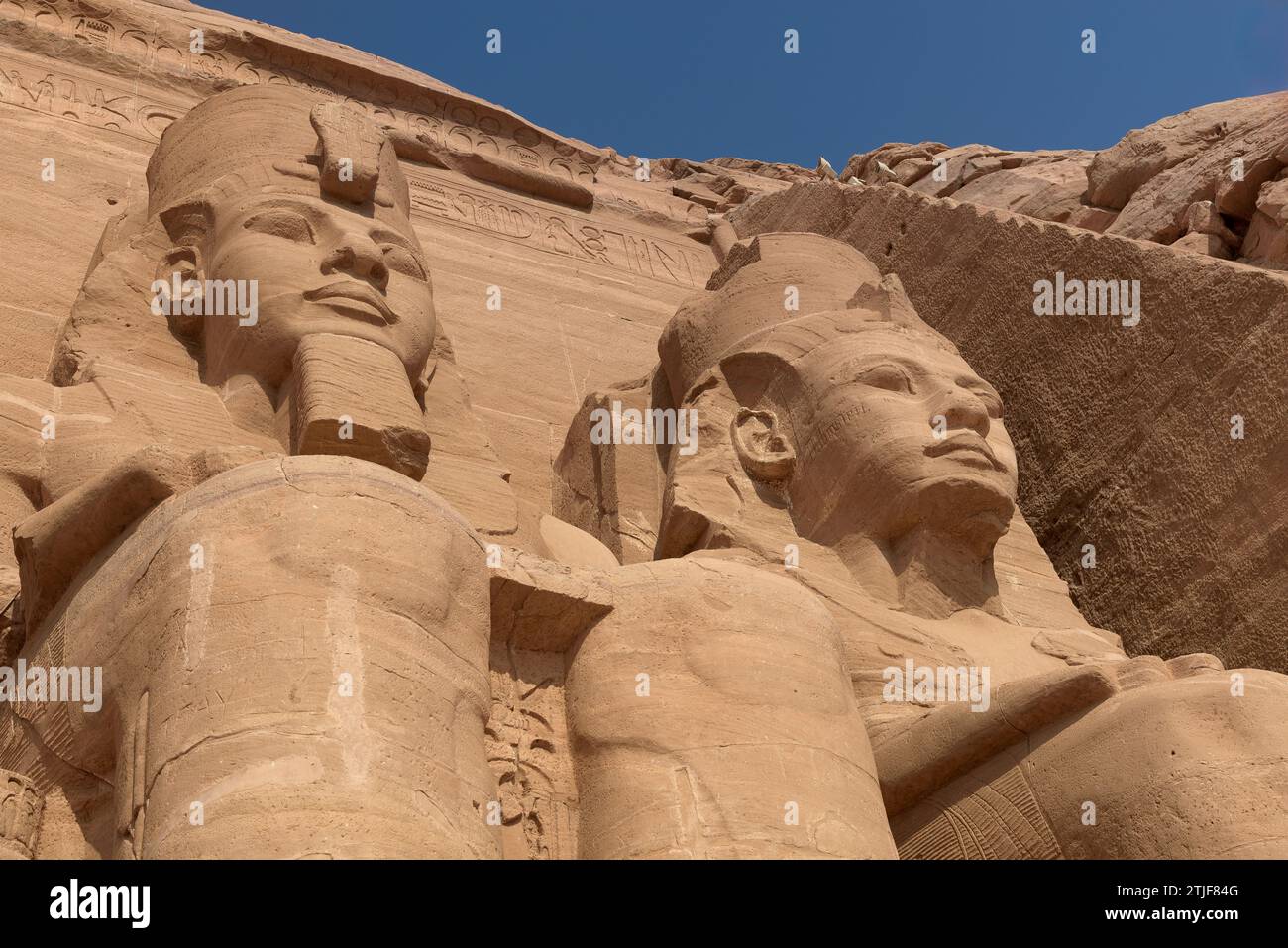 The colossal statues of King Ramesses II at Abu Simbel, Egypt Stock ...