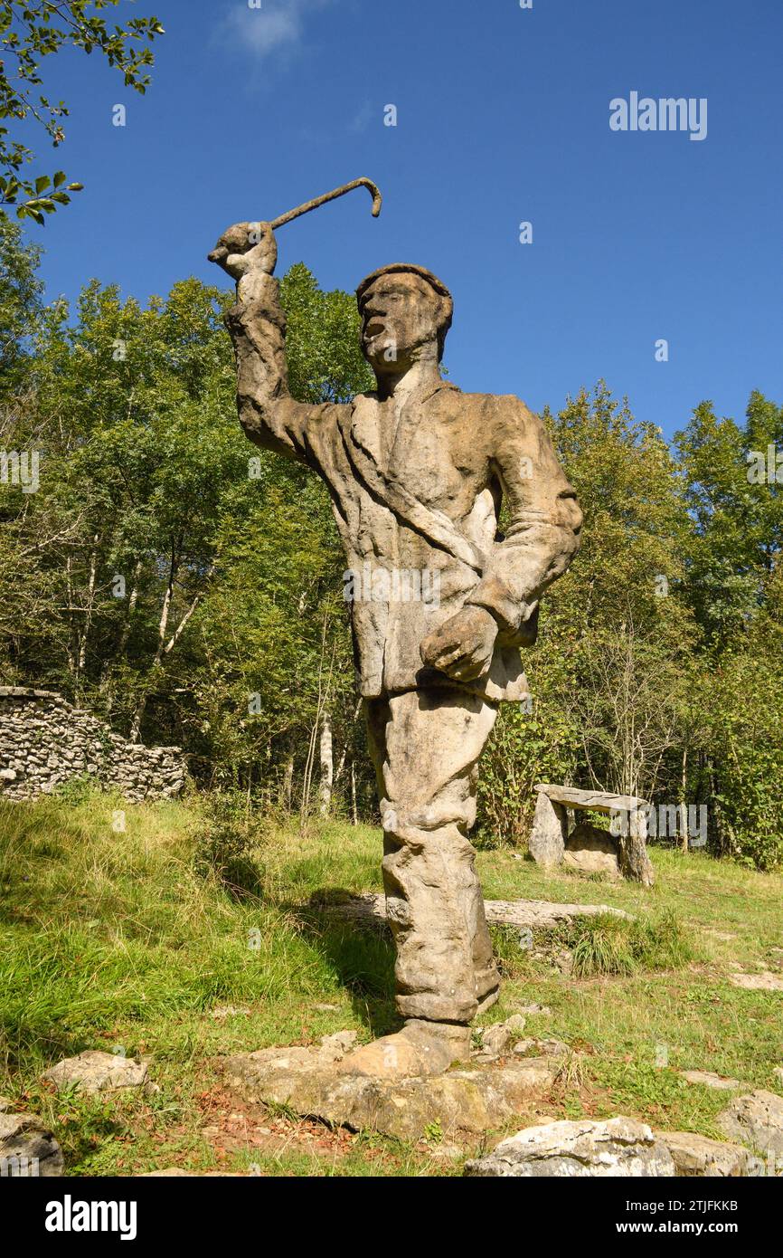 Statue of wolf hunter in Monte Santiago Stock Photo - Alamy