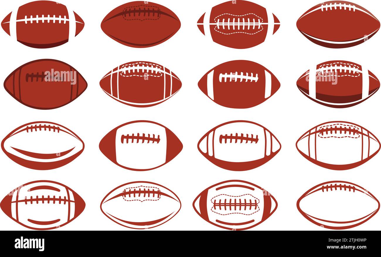 American football vector illustration, Rugby ball vector set, Football ...