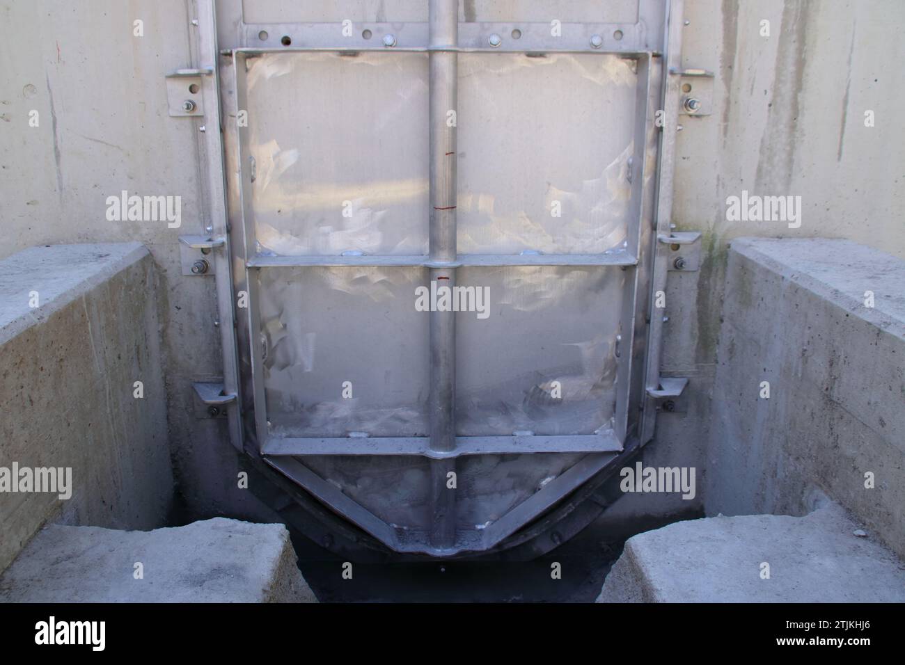 Gate valve in the inlet of a sewage treatment plant in a closed state ...