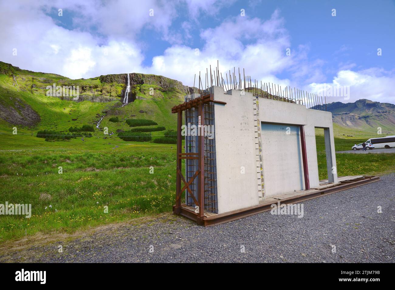 Line of pre-cast concrete sections in Iceland Stock Photo - Alamy