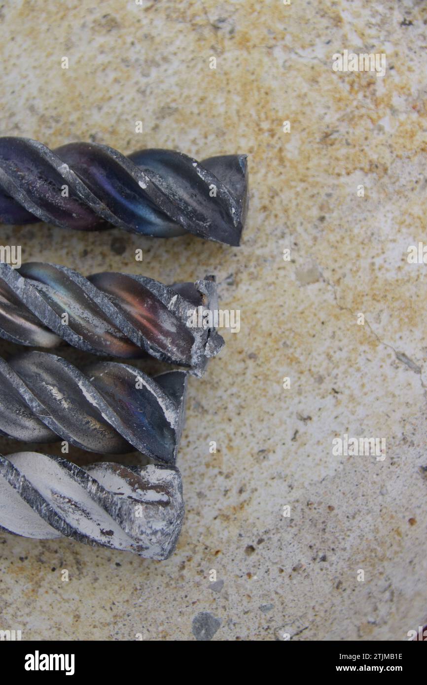 Drills for concrete are dull at the tip and burned out Stock Photo - Alamy