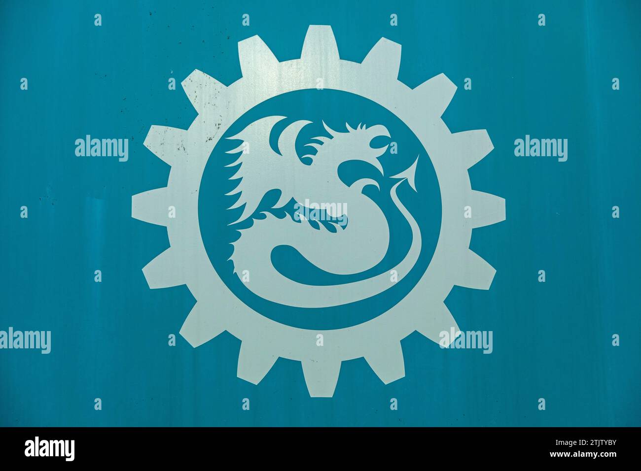 Dragon symbol, valley station of Drachenfelsbahn, Dragon´s Rock ...