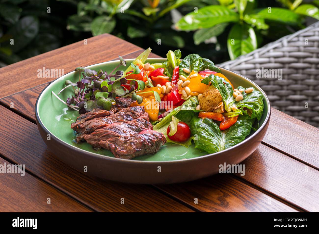 grilled beef steak with vegetables on plate Healthy food, diet lunch ...