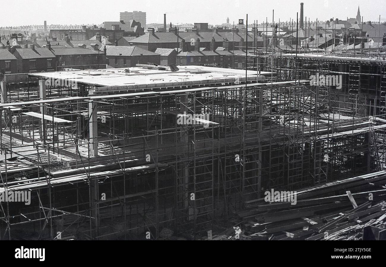 1960s, historical, commerical building site, new 'modern' civic centre ...