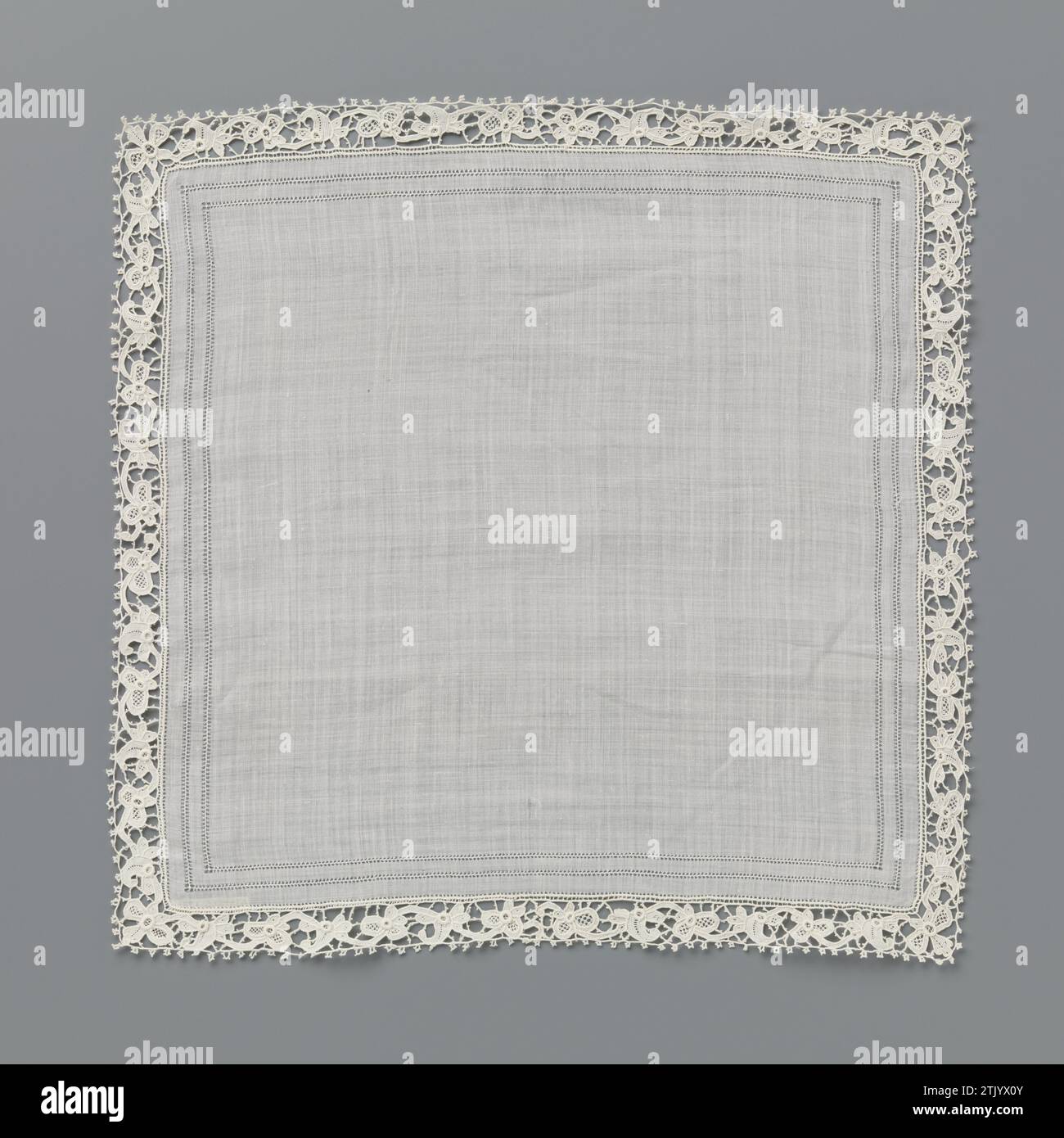 Batist handkerchief with open worked hems and finished all around with ...