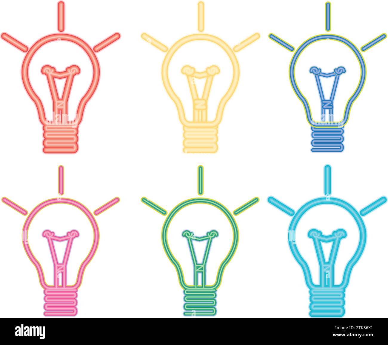 set of vector neon light bulbs idea concept Stock Vector Image & Art ...