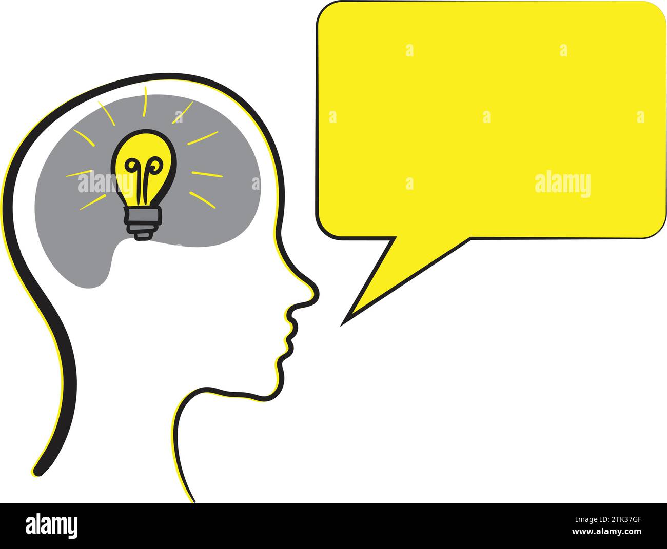 Illustration of Human head with new idea light bulb and speech bubble for graphics 1 Stock ...