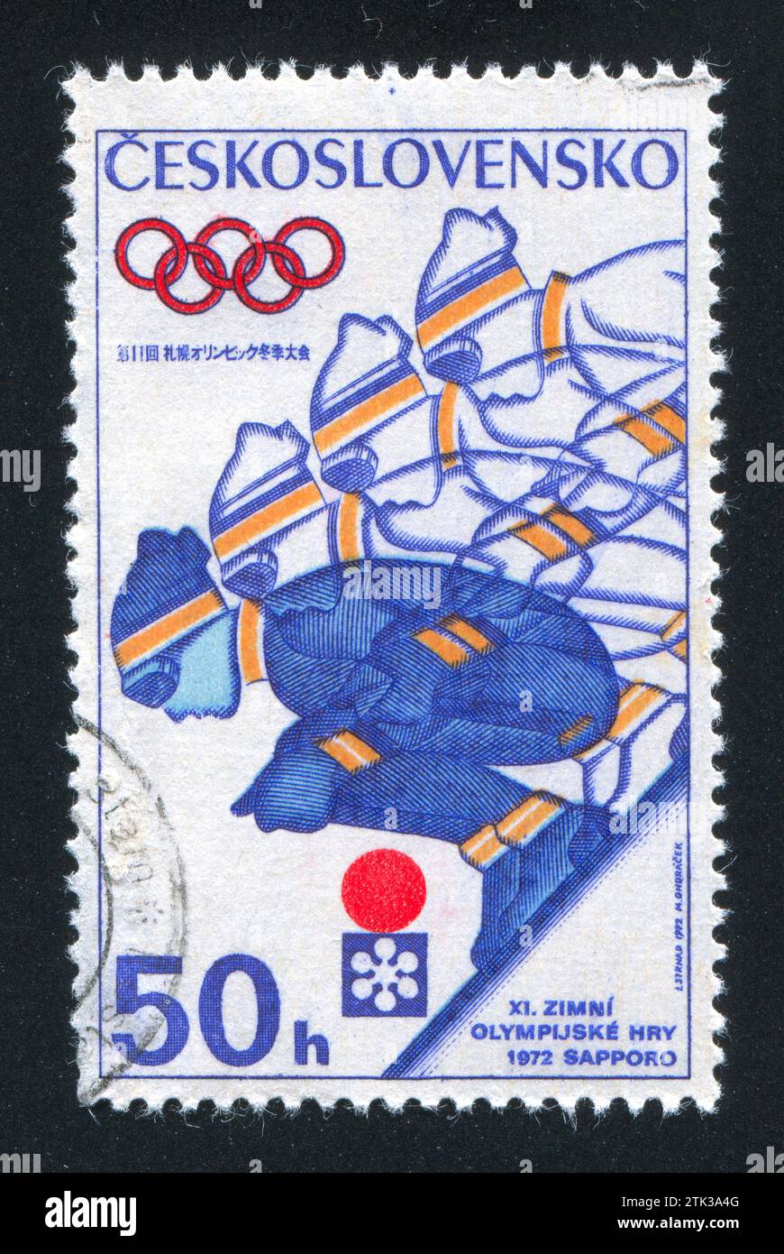CZECHOSLOVAKIA - CIRCA 1972: stamp printed by Czechoslovakia, shows Ski ...
