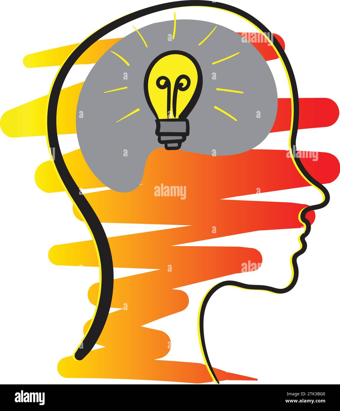 Illustration of Human head with new idea light bulb and speech bubble for graphics Stock Vector ...