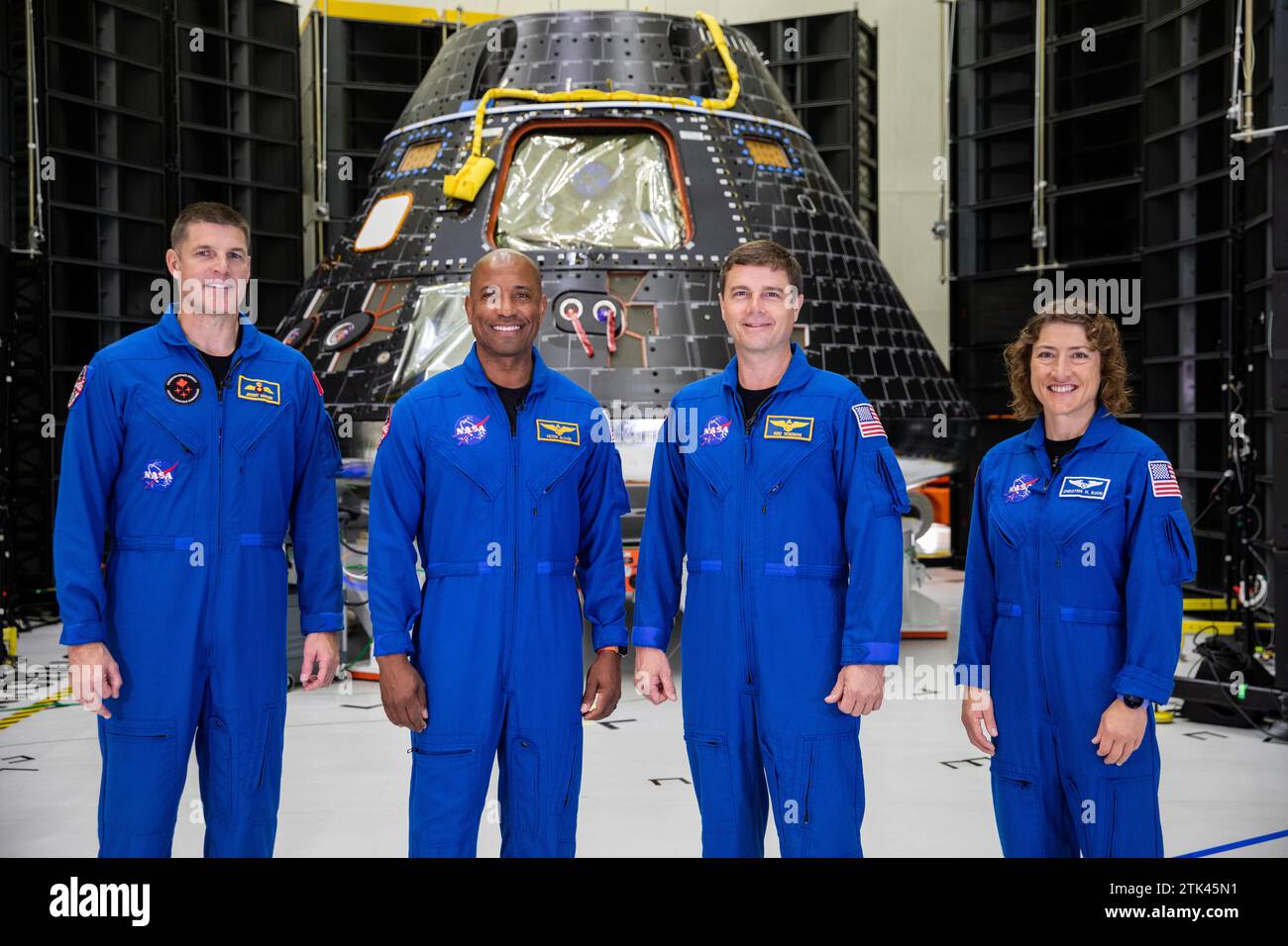 KSC, Florida, USA. 8th Aug, 2023. Artemis II crew members, shown inside the Neil Armstrong ...