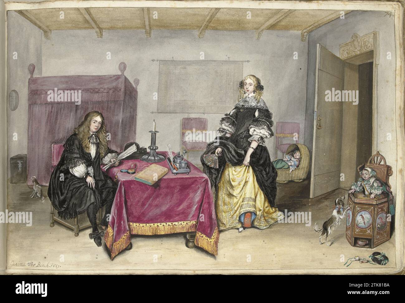 Sijbrant Schellinger and Jenneken ter Borch with two children in an ...