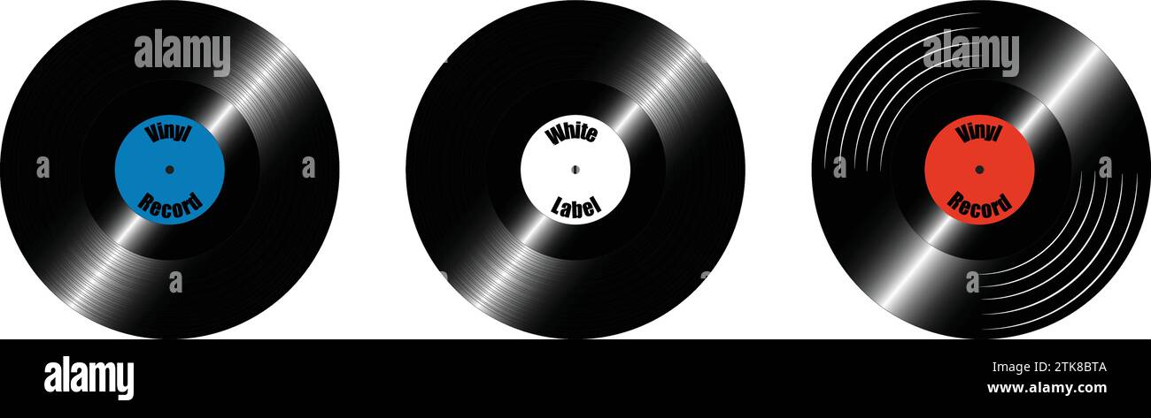 Realistic Old Retro Collection of 12” Vinyl Records, Isolated on White ...