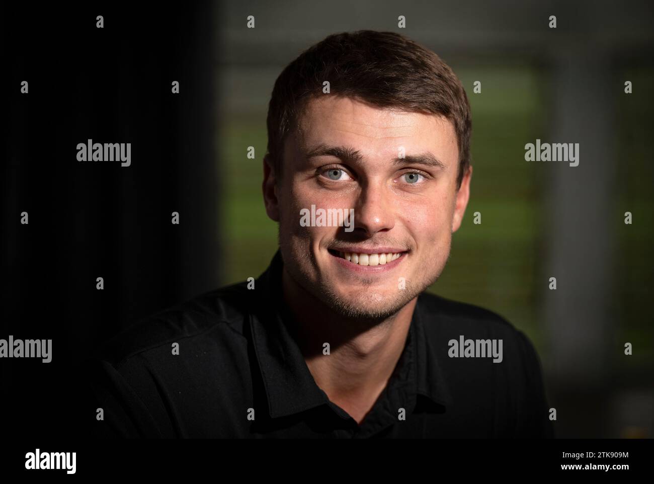 Swedish Golfer Ludvig Åberg photographed during an interview at Eslövs ...